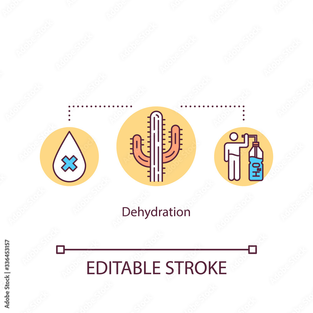 Dehydration concept icon. Body water deficit idea thin line ...