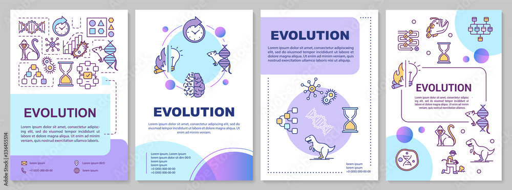 Evolution brochure template. Natural selection and genetic drift. Flyer ...