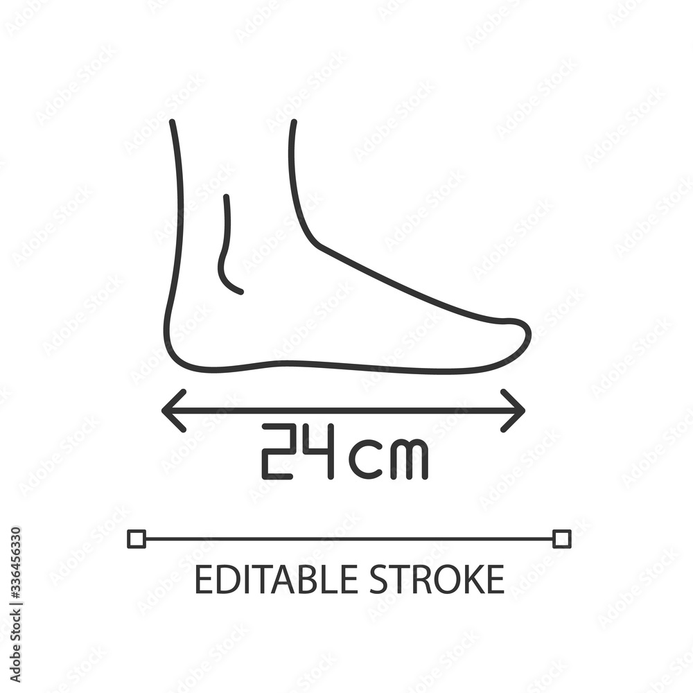 Foot length pixel perfect linear icon. Thin line customizable ...
