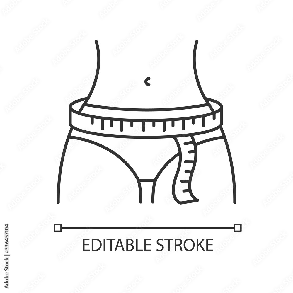 Hips circumference pixel perfect linear icon. Thin line customizable ...
