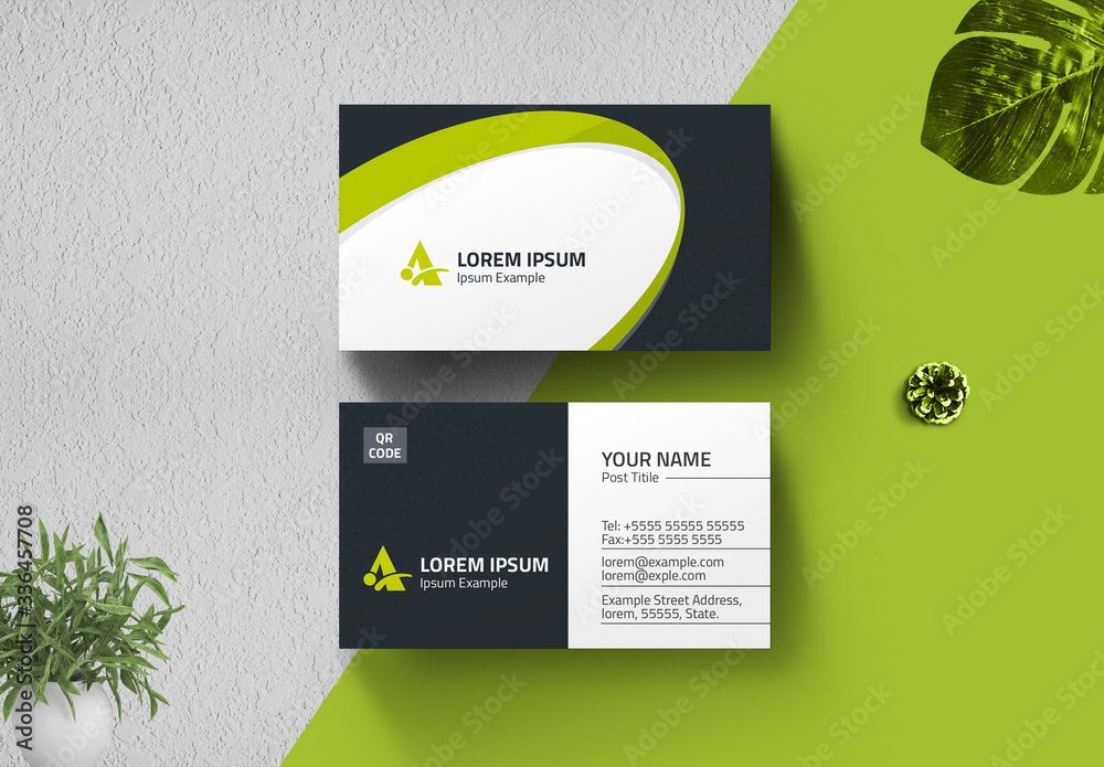 Simple Creative Business Card Layout with Wave Design Stock Template ...
