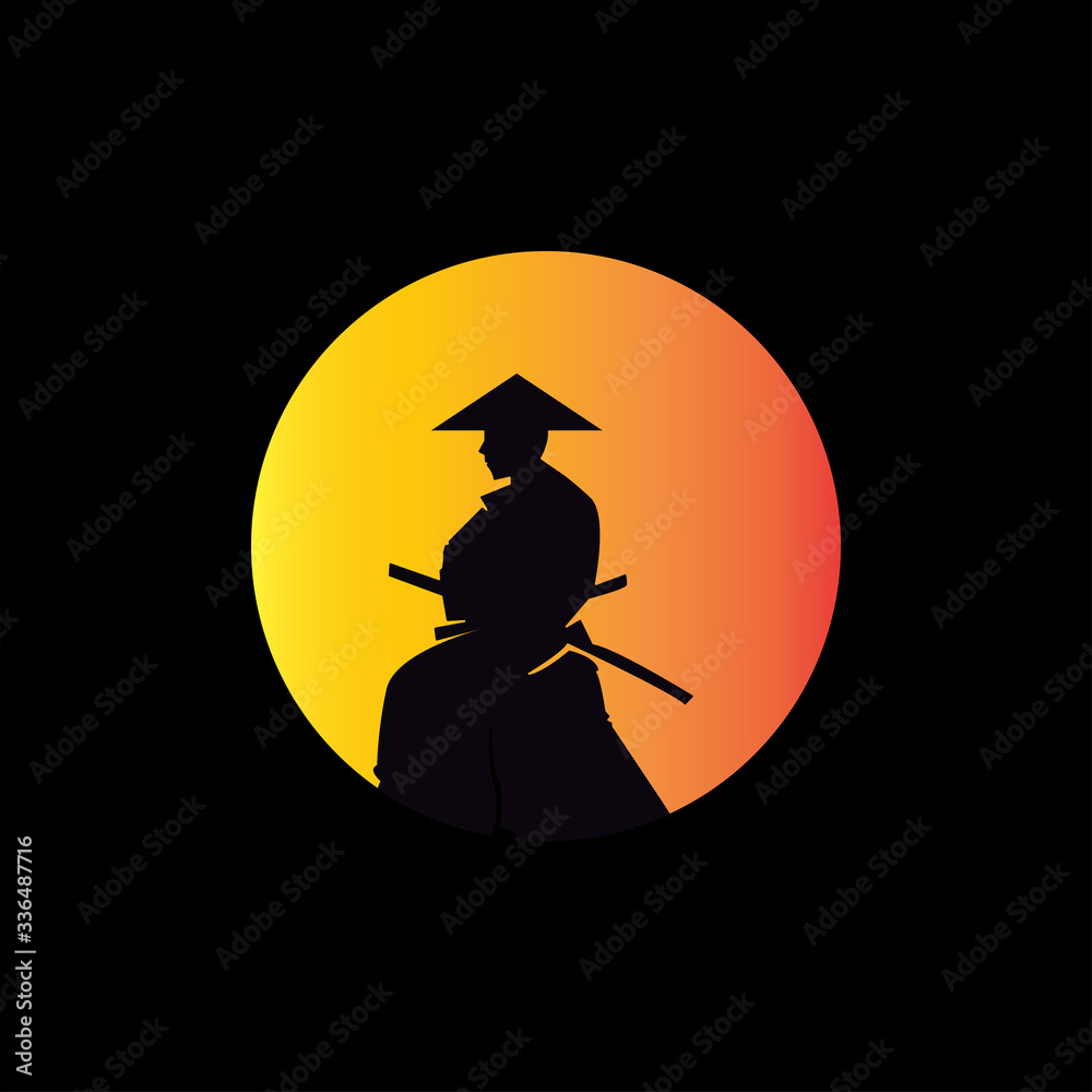samurai warrior japan logo template. icon samurai sword. Stock Vector ...
