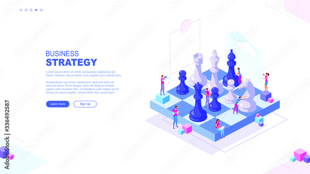 Trendy flat illustration. Business strategy page concept. Teamwork and ...