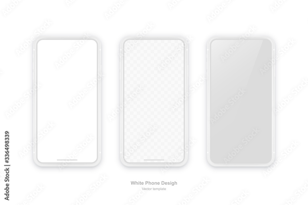 White vector phone isolated on white background. Realistic template ...