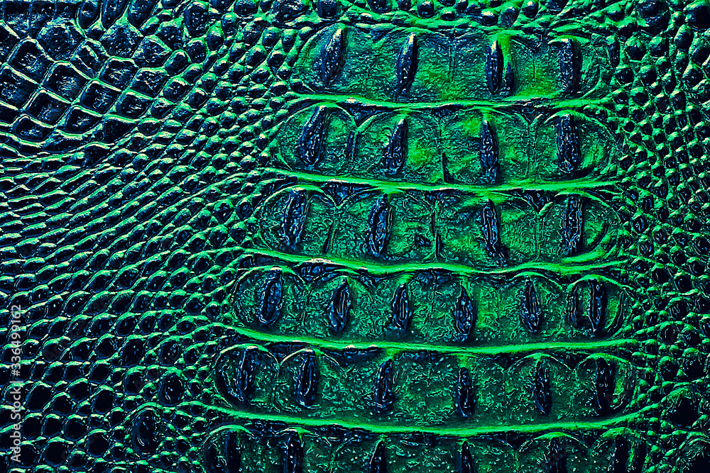 Dark alligator patterned background, green color. Reptile skin. Stock ...