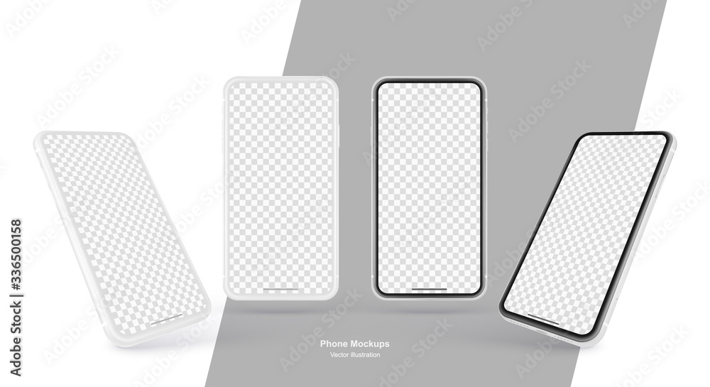 White vector phone isolated on white background. Realistic template ...