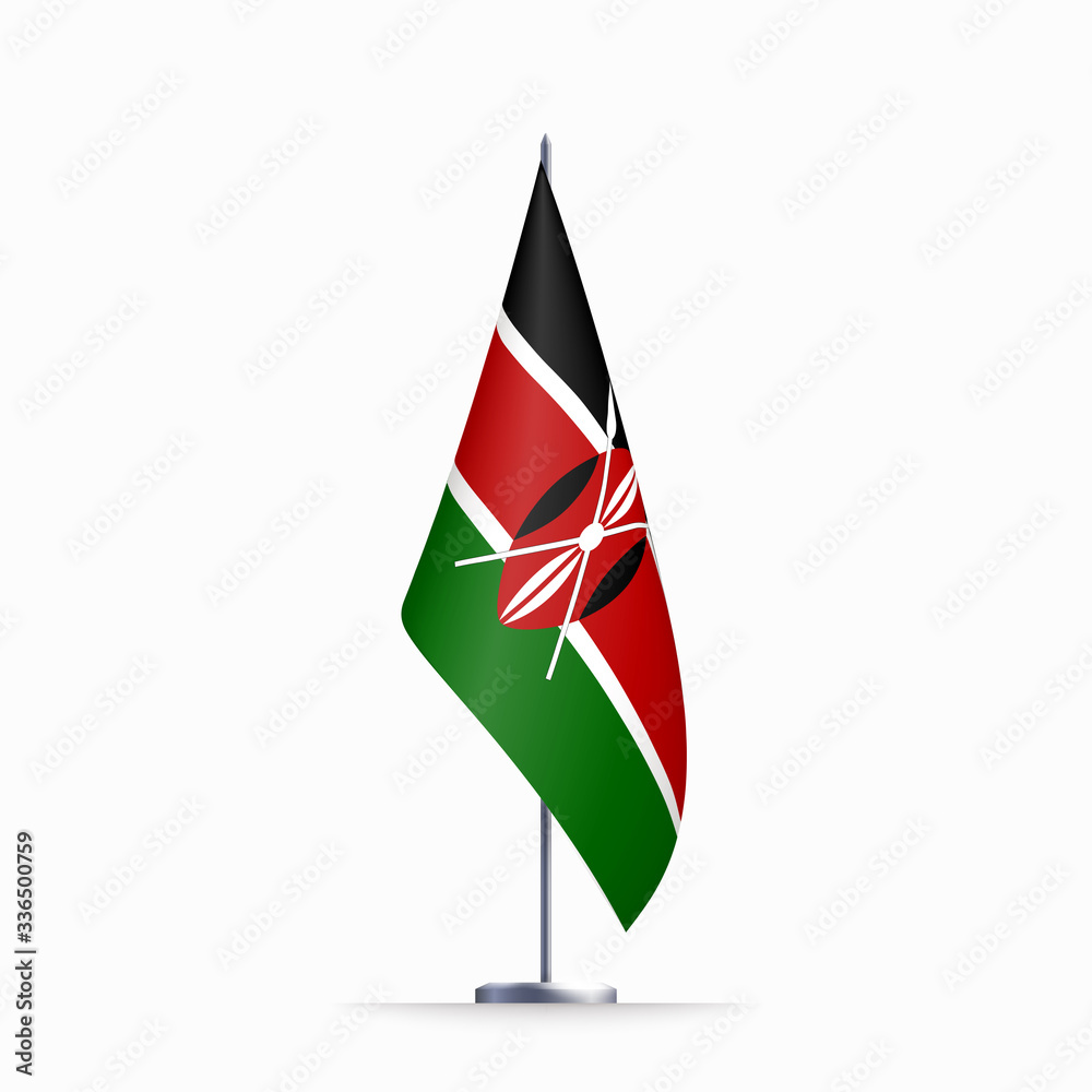 Kenya flag state symbol isolated on background national banner ...