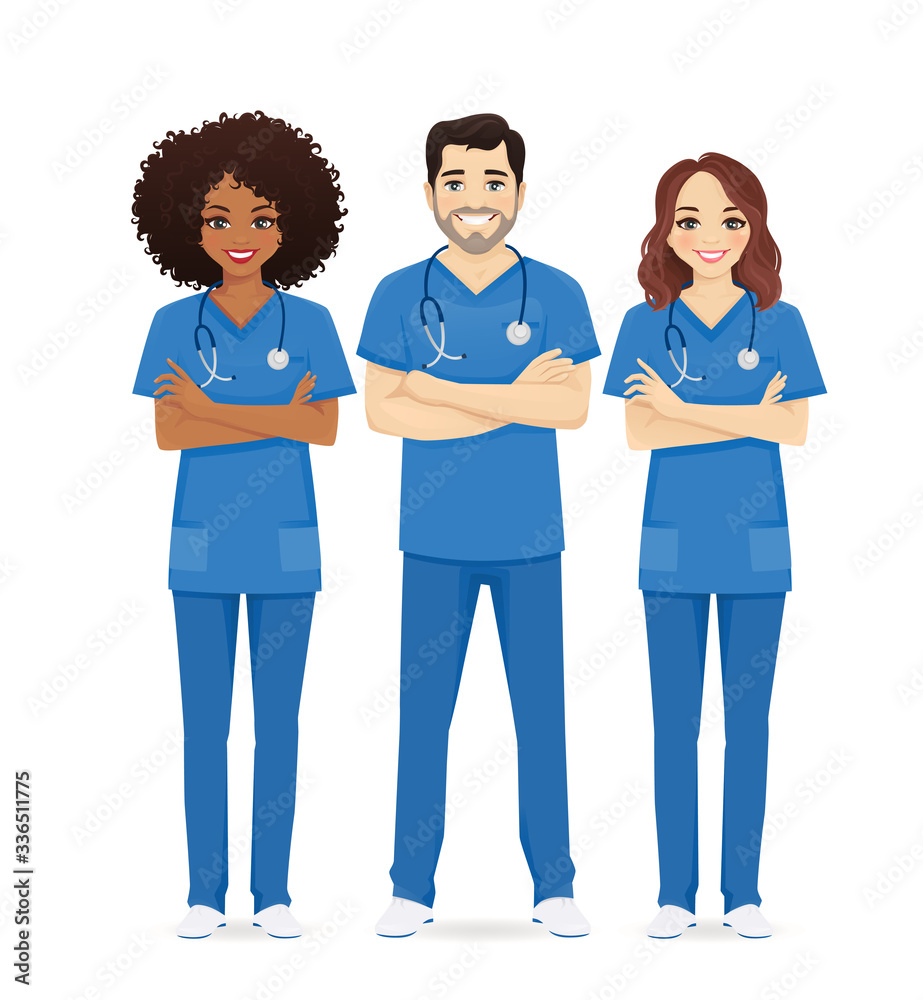 Nurse characters group. Medical team isolated vector illustartion Stock ...