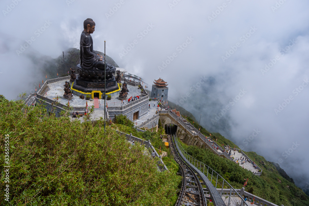 Beautiful temple on Fan Si Pan Mountain peak the highest Indochina ...