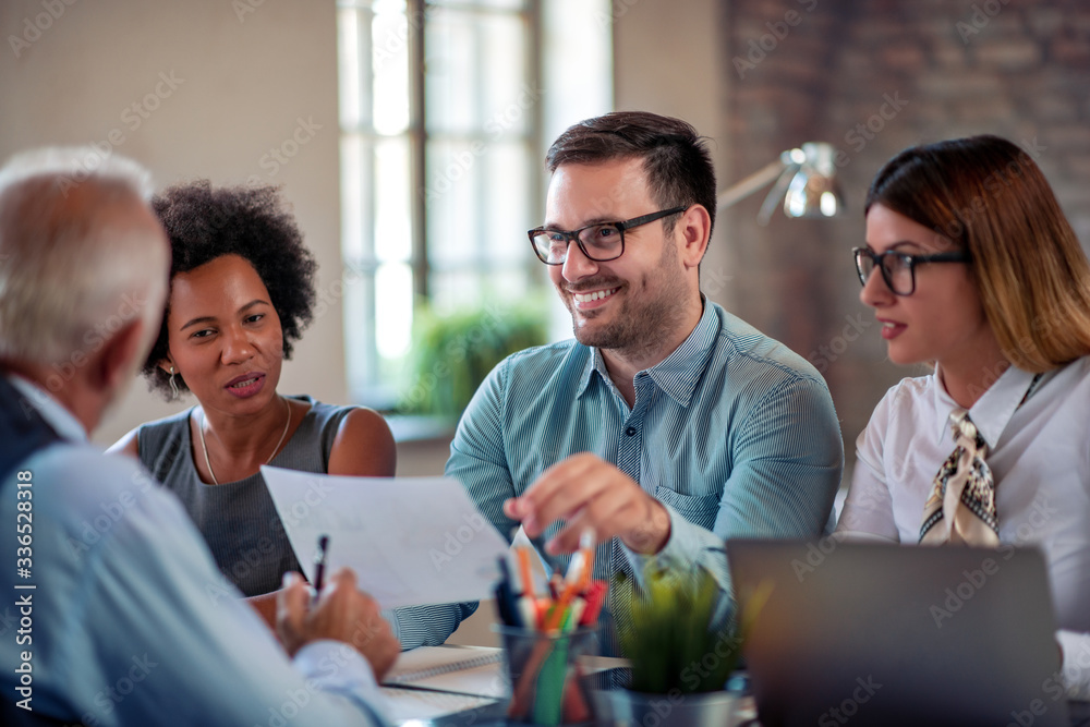 Photo of male applicant during job interview Stock Photo | Adobe Stock
