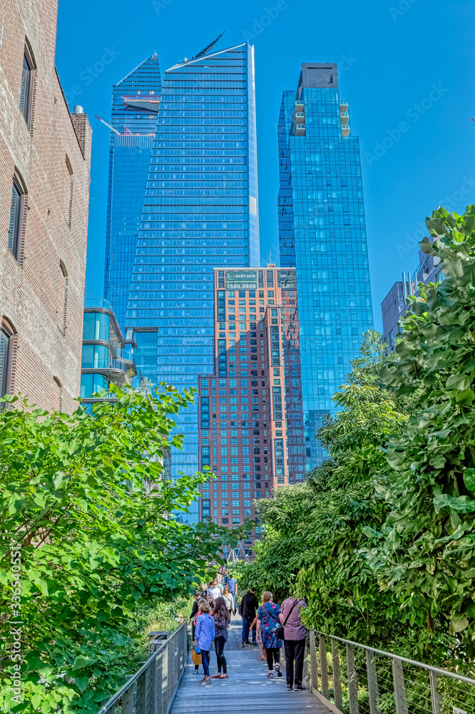 NEW YORK, USA - OCTOBER 01, 2018: The High Line a elevated linear park ...