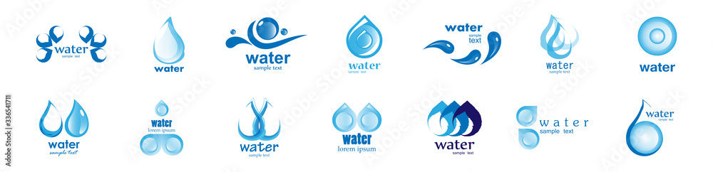 Water Splash Vector And Drop Set - Isolated On White. Vector Collection ...