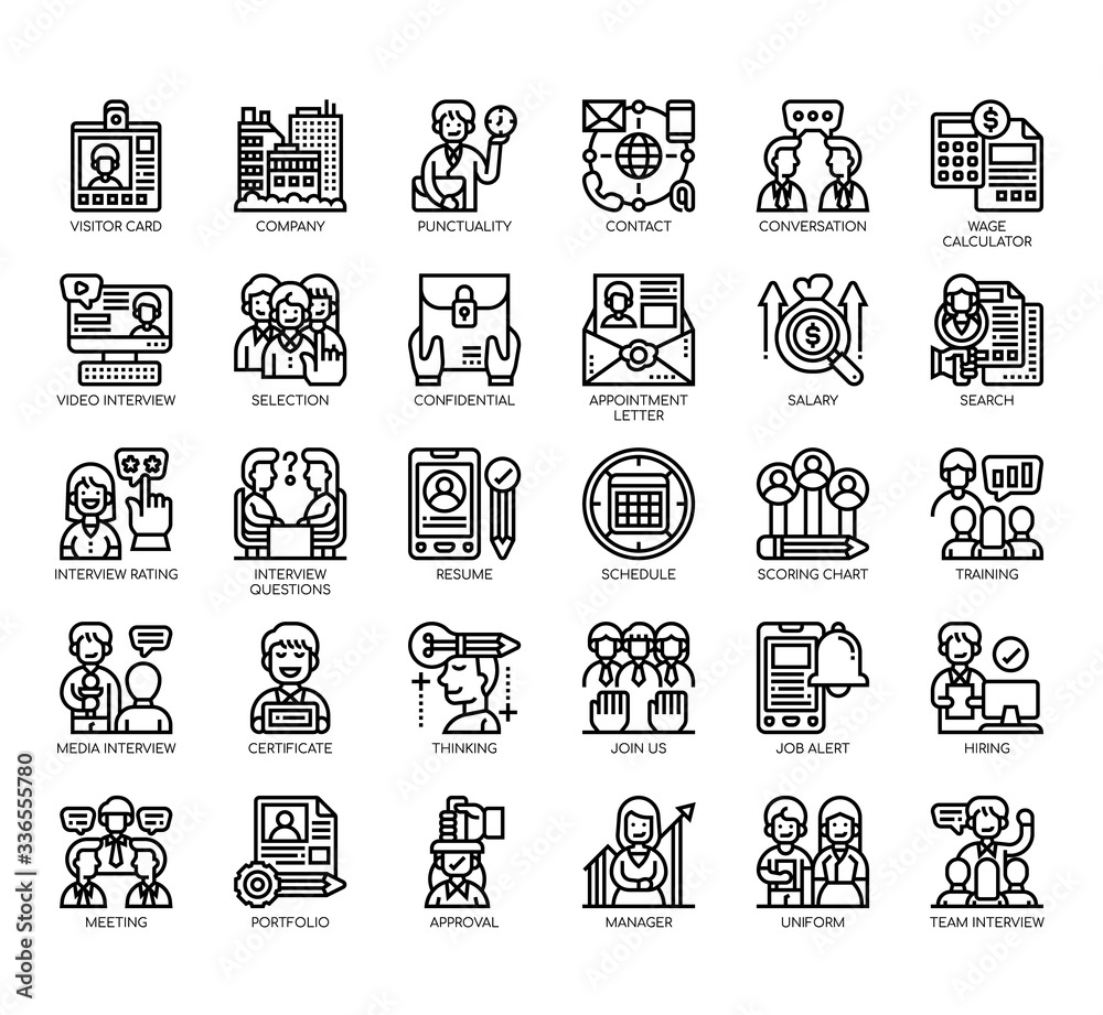 Set of interview thin line and pixel perfect icons for any web and app ...