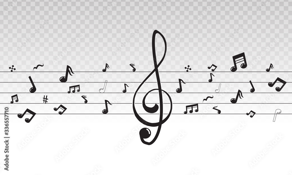Musical scale symbol or Musical notes on a transparent background ...
