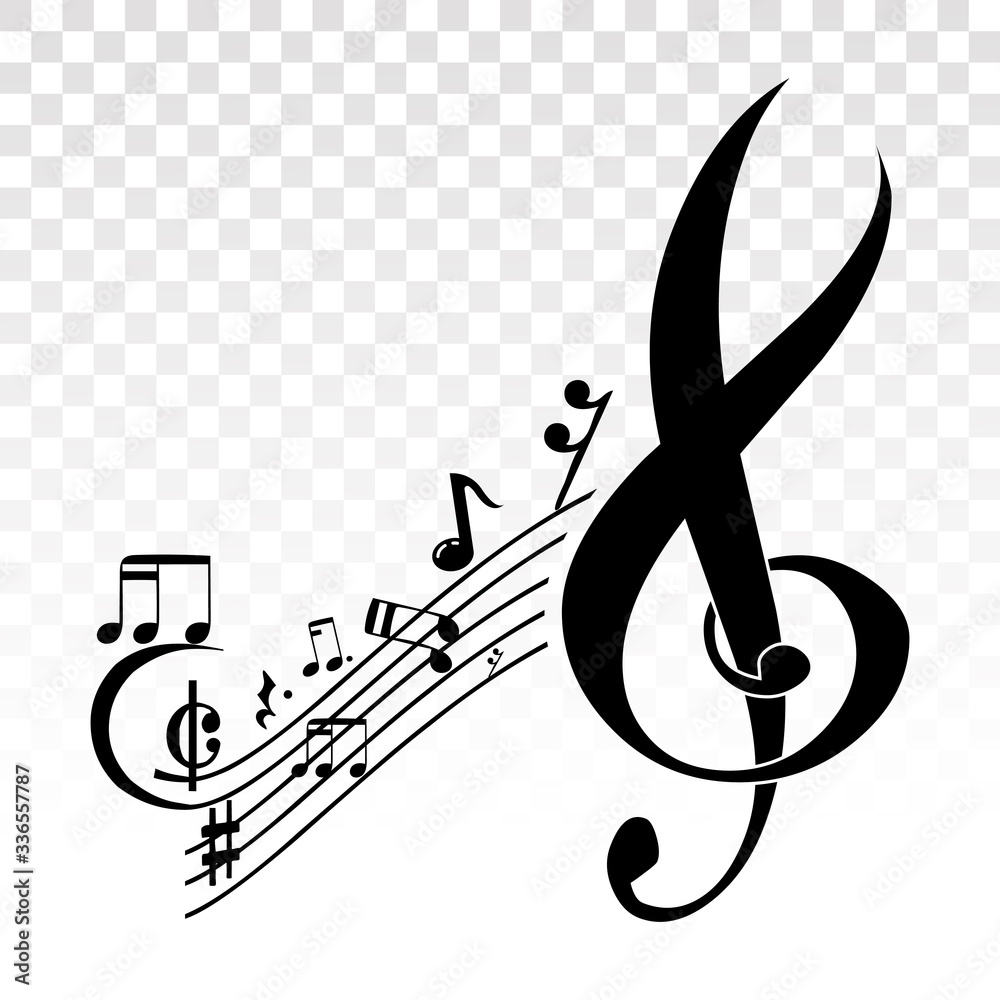 Musical scale symbol or Musical notes on a transparent background ...