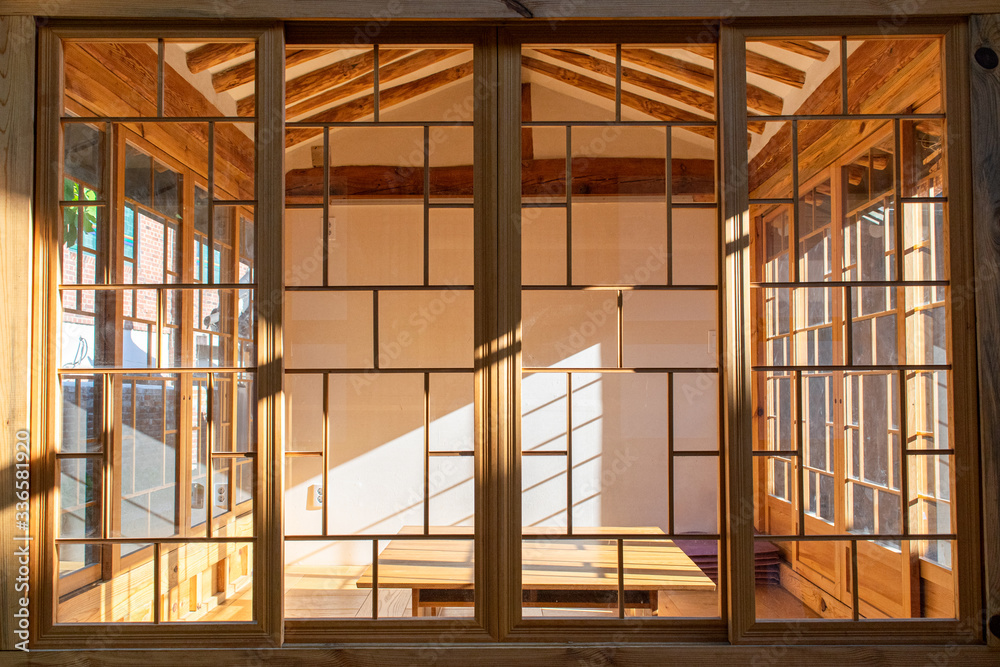 Traditional Korean Table and Beautiful Wooden Windows of Korean Home ...