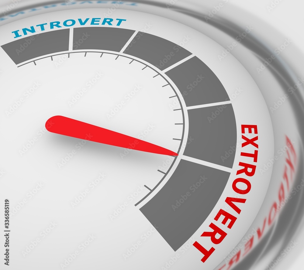 Extrovert and introvert concept. Human psychology. Level scale with ...