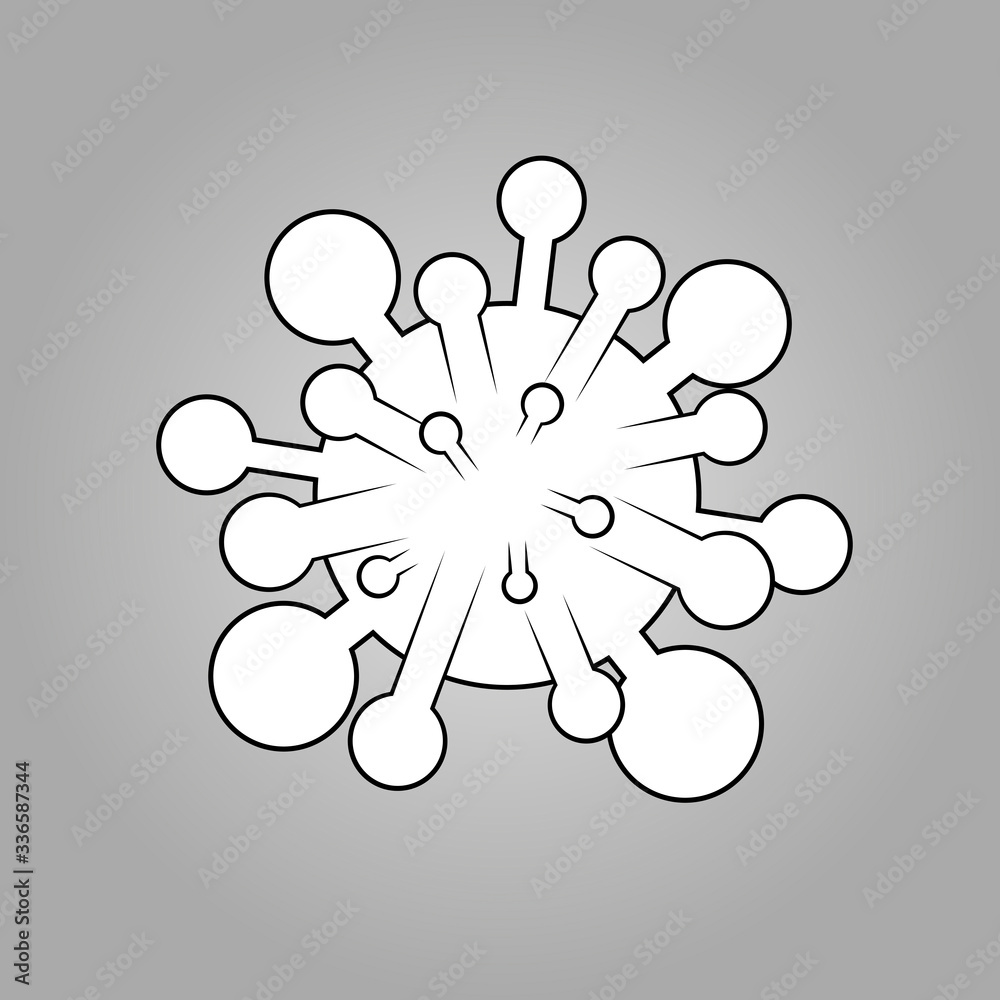 Virus icon. Coronavirus sign. Microorganism in microscope. Big bacteria ...