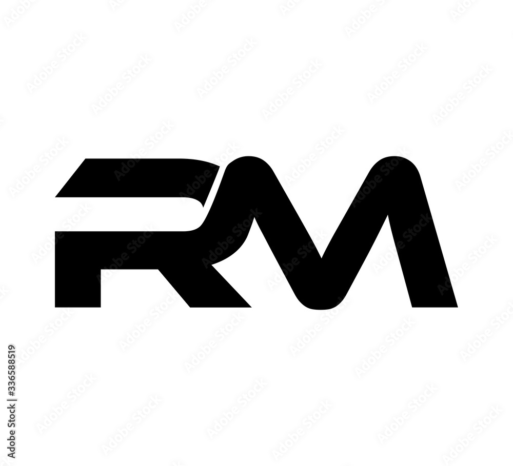 Initial 2 letter Logo Modern Simple Black RM Stock Vector | Adobe Stock