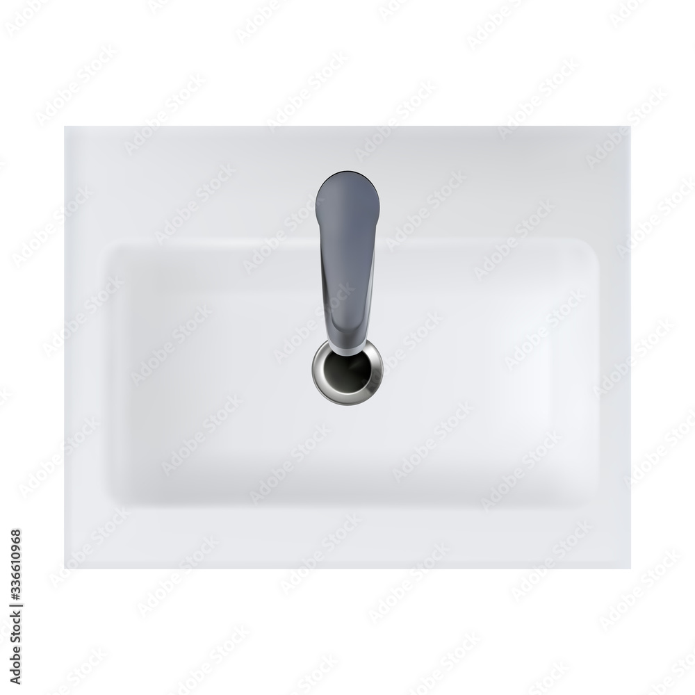 Bathroom Sink Ceramic Equipment Top View Vector. Classic House Restroom ...