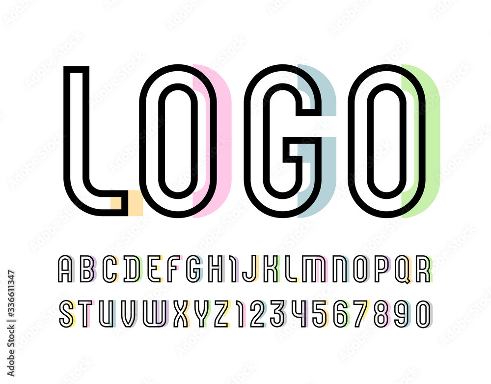 outline font, urban modern trendy alphabet, stylish letters and numbers ...