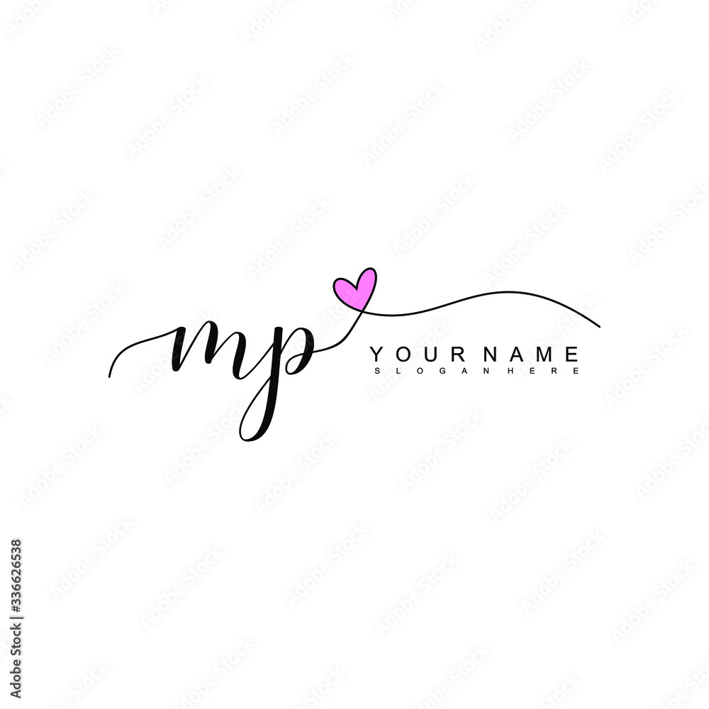 Letter MP Simple and Clean illustration Logo initial Signature with ...