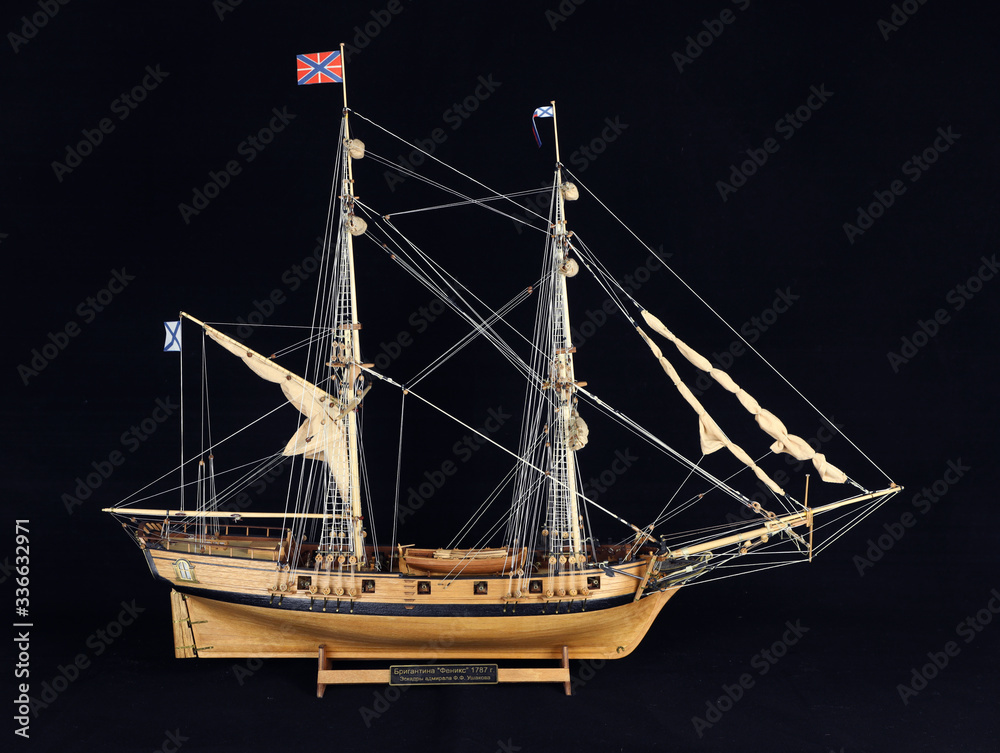 Model of Wooden Sailing Ship for decoration. Classic and vintage ...