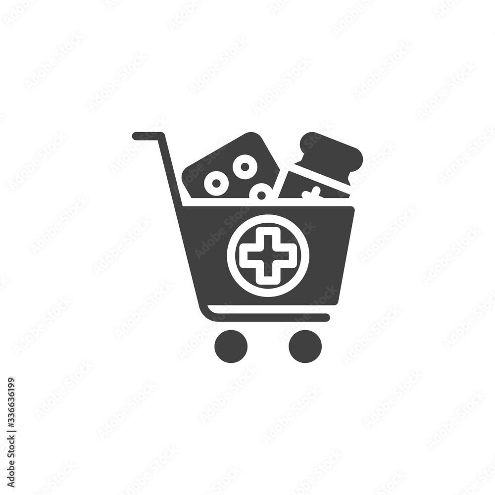 Medicine delivery cart vector icon. filled flat sign for mobile concept ...