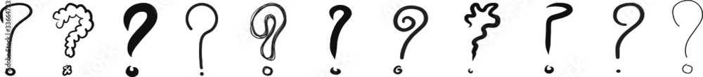 question mark interrogation points hand drawn punctuation marks vector ...