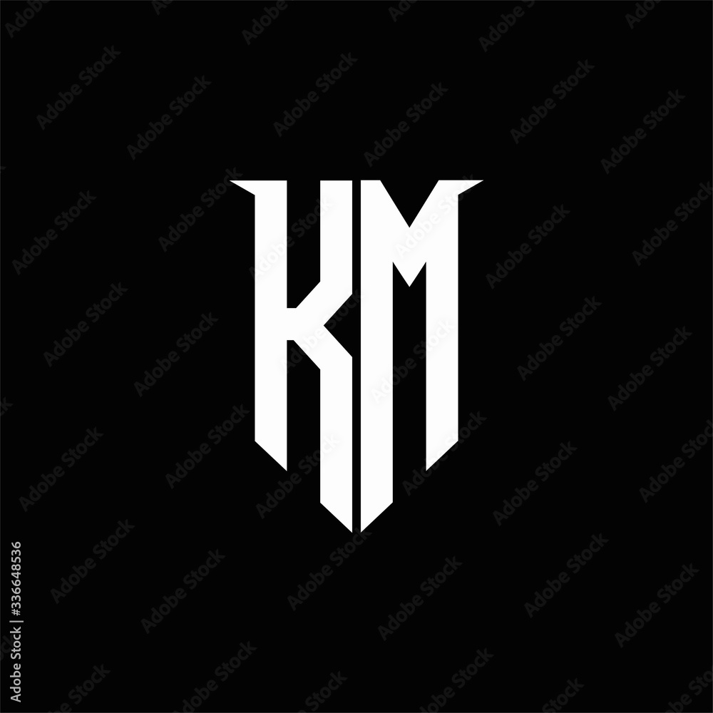 KM logo monogram with emblem shield style design template Stock Vector ...