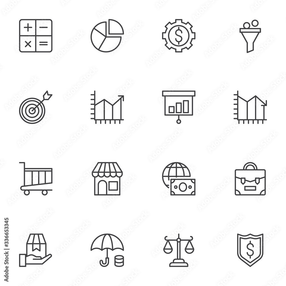 Finance and economy line icons set. linear style symbols collection ...