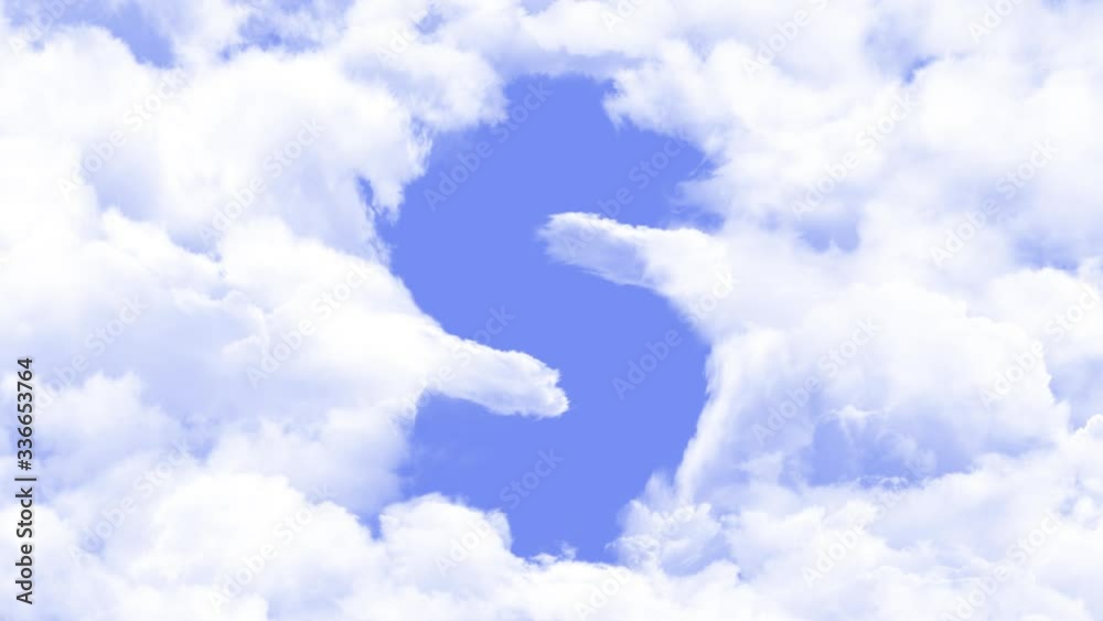 windy clouds animation with dollar cash symbol. Black Background ...