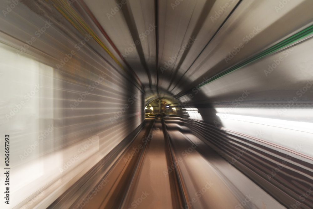 Underground metro line view from the front long exposure Stock Photo ...