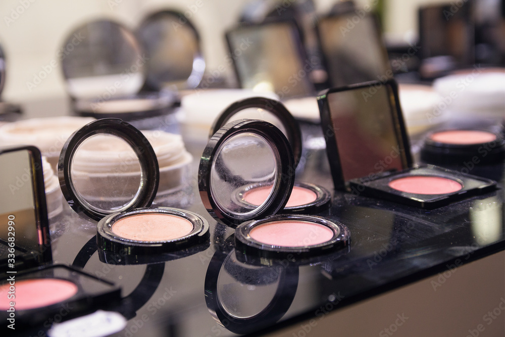 Various cosmetic products on store shelves. Beauty and Fashion Stock ...