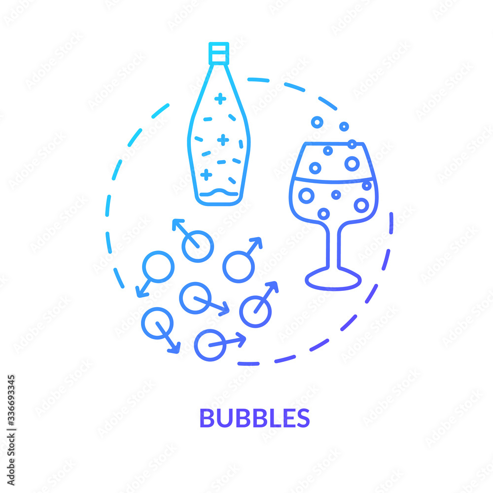 Bubbles concept icon. Fizzy drinks, winetasting advice idea thin line ...