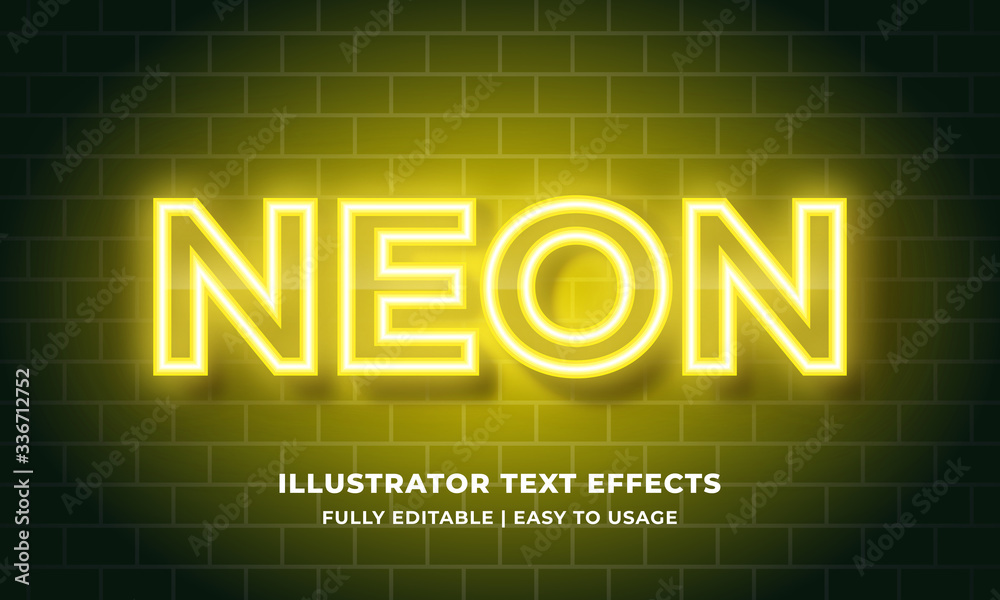 Yellow Neon 3d Text Effect Stock Vector | Adobe Stock