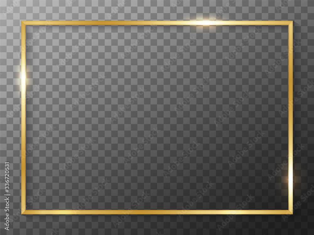 Gold rectangle border. Gold frame boarder. Golden vintage border. Shiny ...
