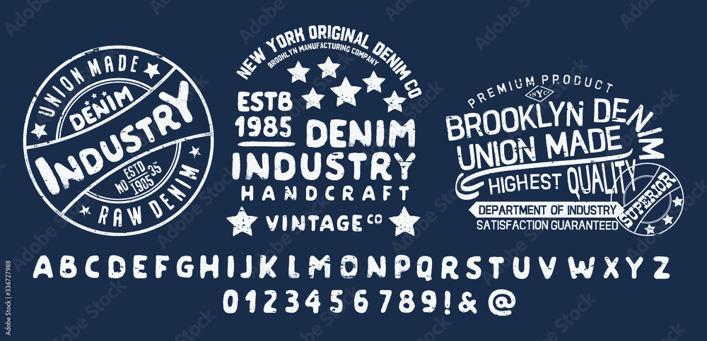 Original vintage Denim print for t-shirt or apparel. Old school vector ...