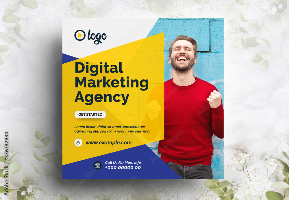 Digital Marketing Social Media Post Layout Stock Template | Adobe Stock