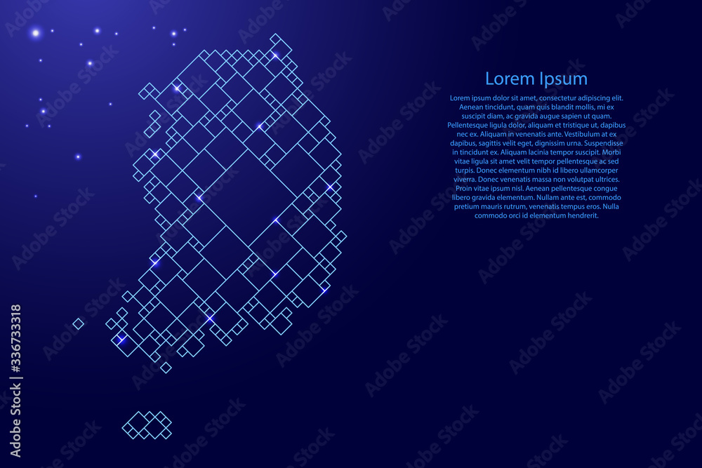 South Korea map from blue pattern from a grid of squares of different ...
