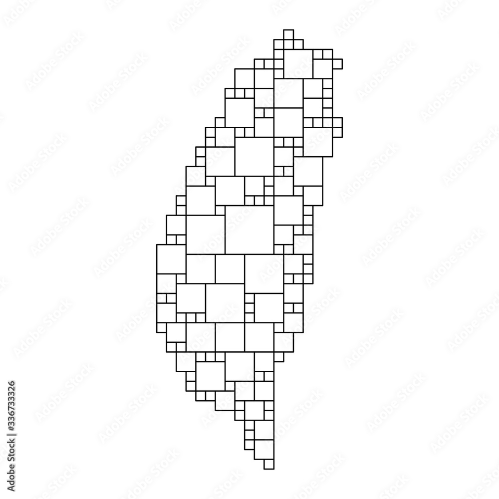 Fototapeta mapa świata dla dzieci Taiwan map from black pattern from a ...