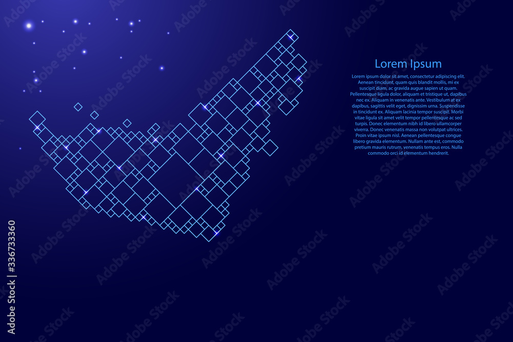 United Arab Emirates, UAE map from blue pattern from a grid of squares ...