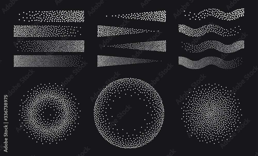 Set Universal Halftone Geometric Shapes For Design Black And White ...