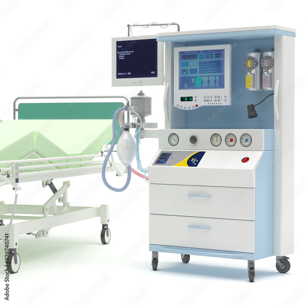 Artificial Ventilation Machine isolated on White Background, Lungs ...