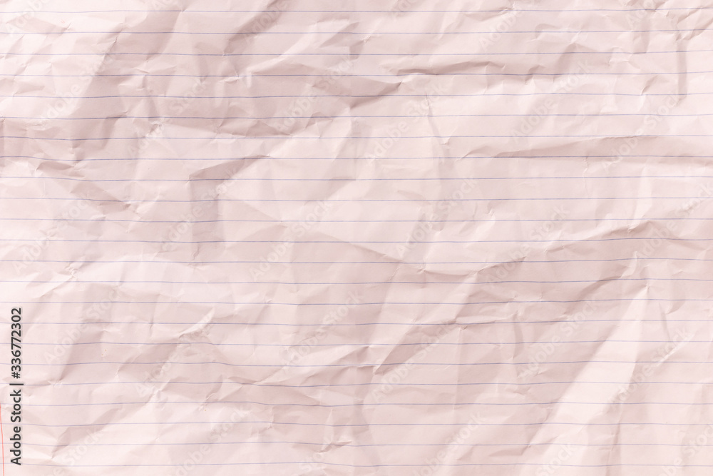 Top view empty rumpled lined paper with wrinkled. Notebook lined paper ...