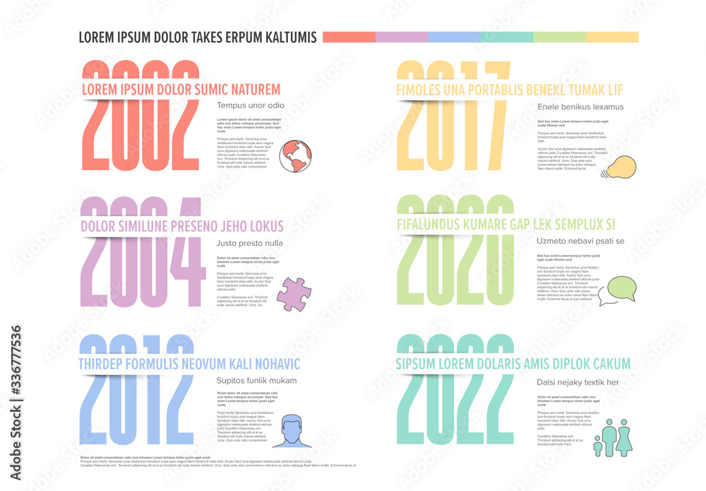 Timeline Layout with Big Year Numbers Stock Template | Adobe Stock