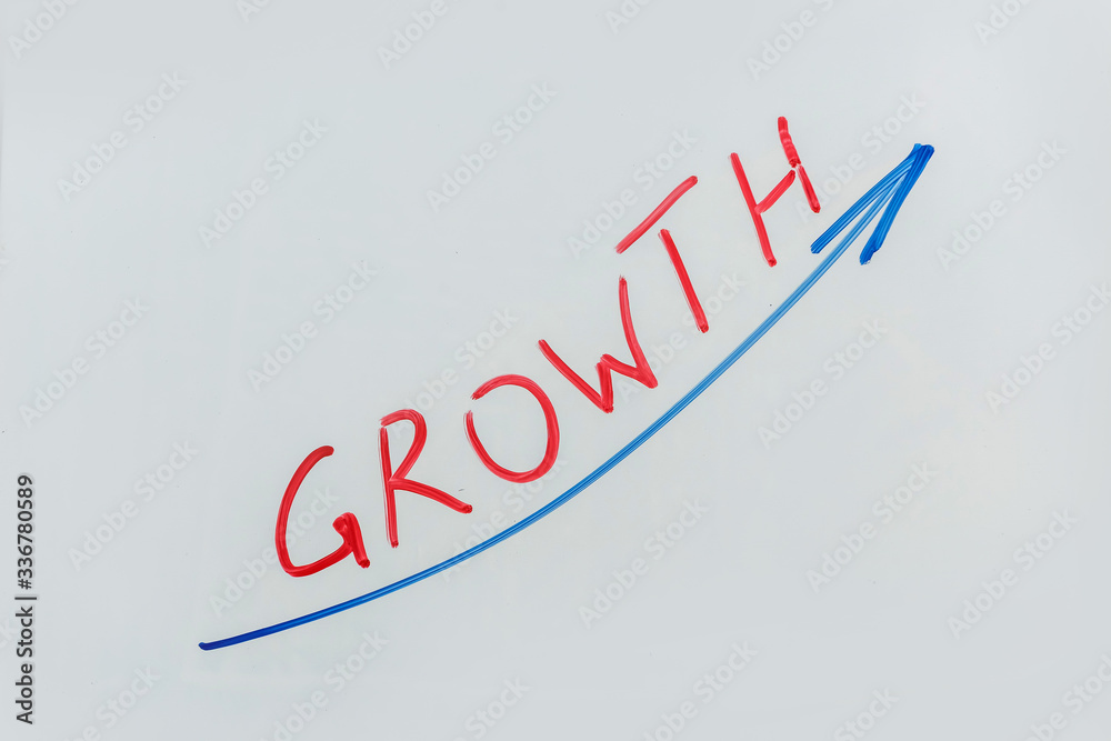 business chart drawing as plan flip board in office. business growth ...