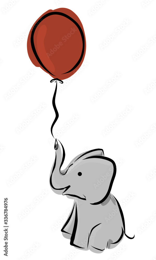 baby elephant with balloon Stock Vector | Adobe Stock