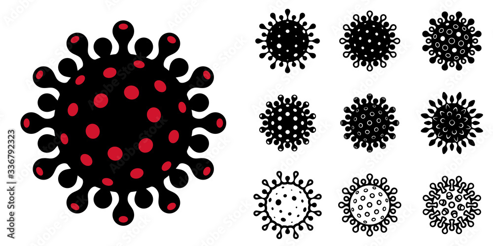 Vector set of a viral spiked balls. COVID 19 coronavirus. Different ...