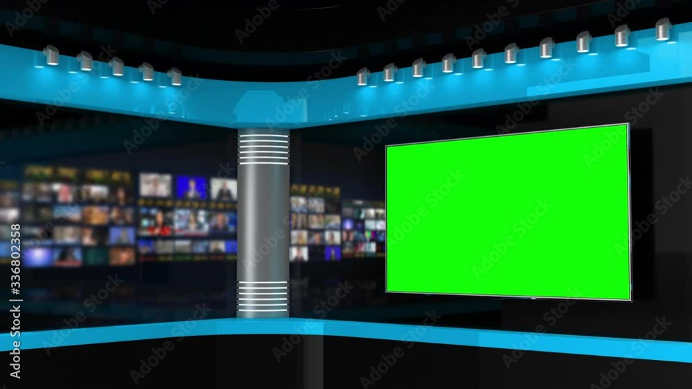 Tv Studio. Blue Studio. News studio. Blue background. Newsroom ...